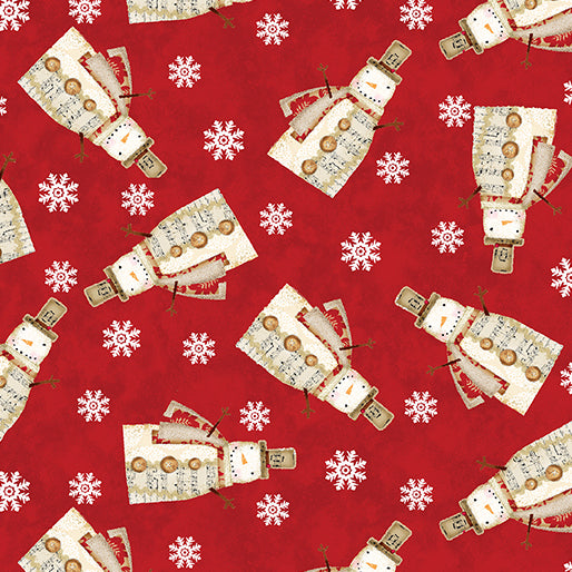 Musical Snowman Red White Christmas Calico Gals