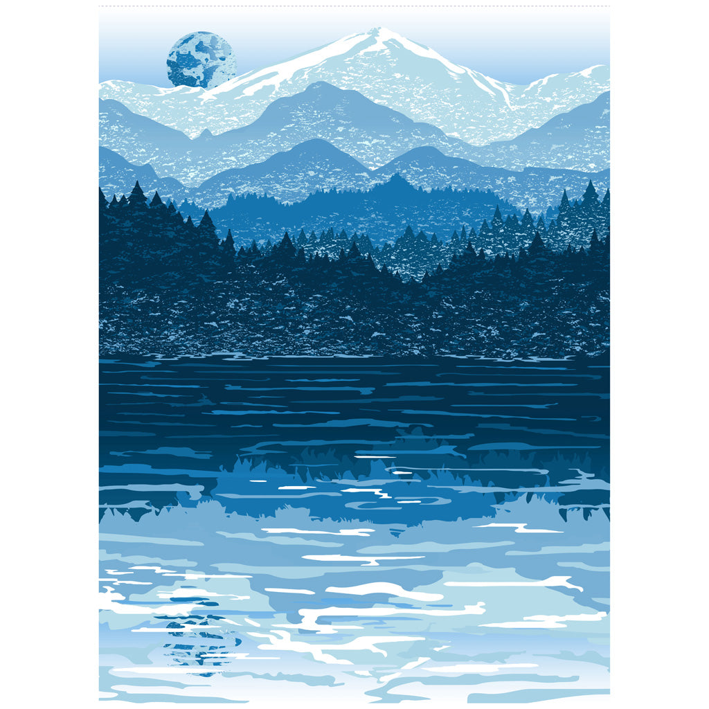 HAZY MOUNTAINS 60" PANEL BLUE SCANDINAVIAN WINTER – Calico Gals