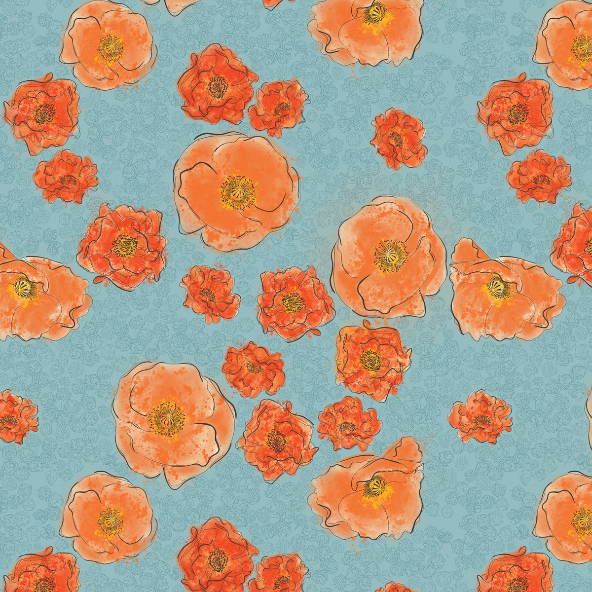 TREASURED POPPIES TURQUOISE MODERN VINTAGE: TREASURED – Calico Gals