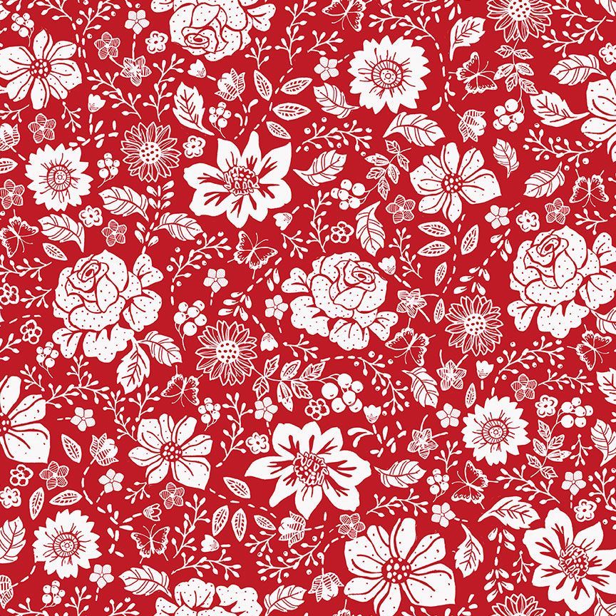 LARGE FLORAL REDWORK – Calico Gals