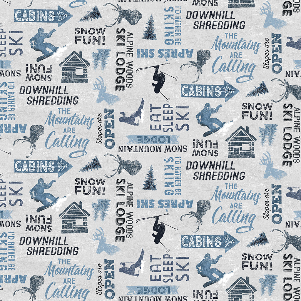 WORDS LIGHT DENIM SNOW MOUNTAIN FLANNEL – Calico Gals