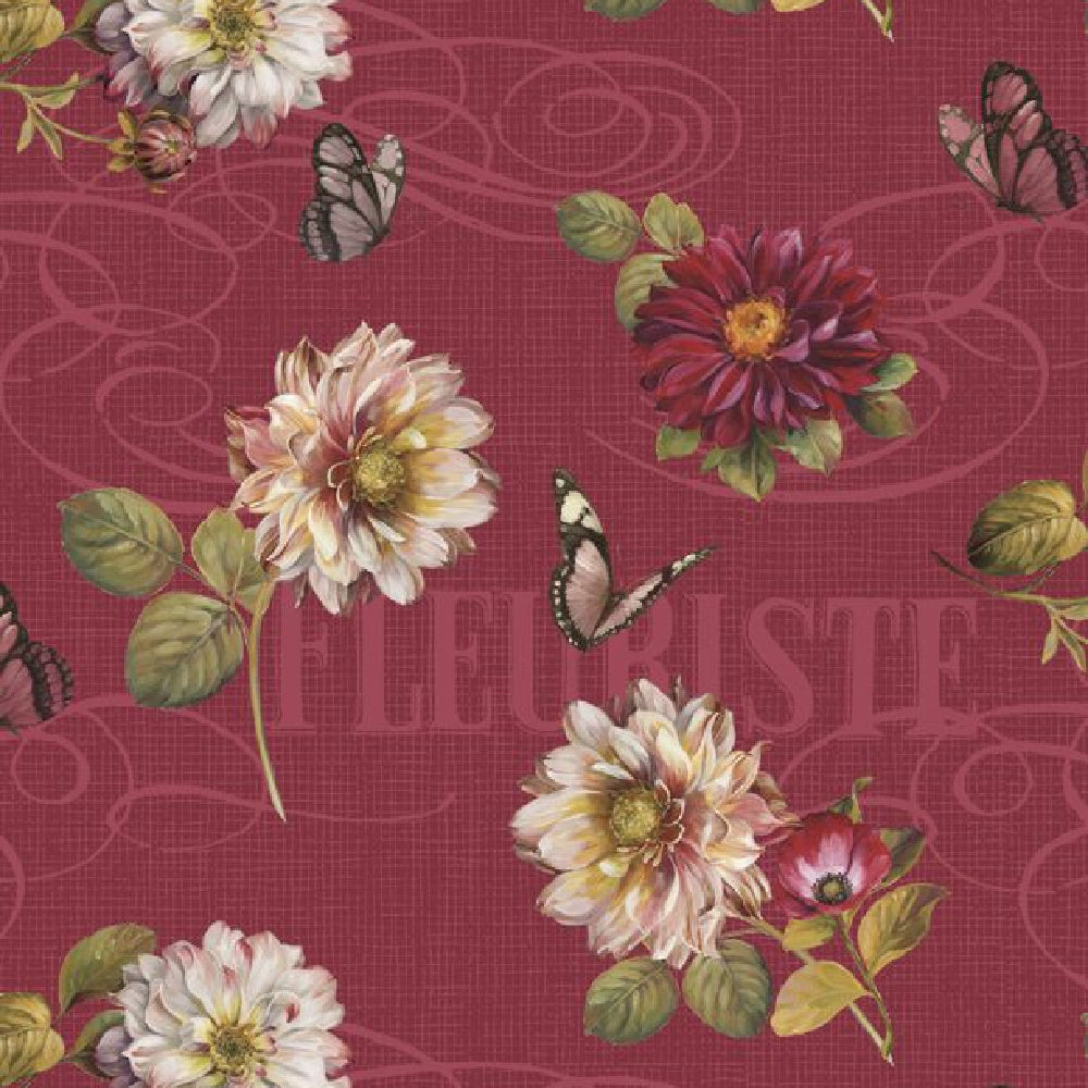 RED TONAL FLOWERS ROSEWOOD LANE – Calico Gals